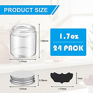 Voittozege 1.7oz Mini Mason Jars with Lids, 24 Pack Small Glass Bottles with Cap and 24 Pcs Labels, Round Clear Jars Food Container Mini Spice Jars for Jam, Honey, Wedding Shower Favors