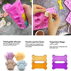 Shxmlf Dog Baking Supplies, Dog Treat Silicone Molds,Stainless Steel Puppy Paw Bone House Cookie Cutters, with 100 Pieces Dog treat bags for Homemade Chocolate, Candy, Jelly, Ice Cube, Doggie Treats