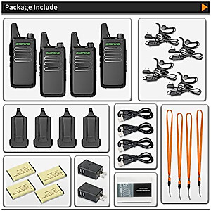 Walkie Talkies Rechargeable Long Range for Adults Baofeng FRS Walky Talky with 22 Channel Family Radio with VOX Type-CCharger Headsets for Camping Hunting Hiking,4Pack