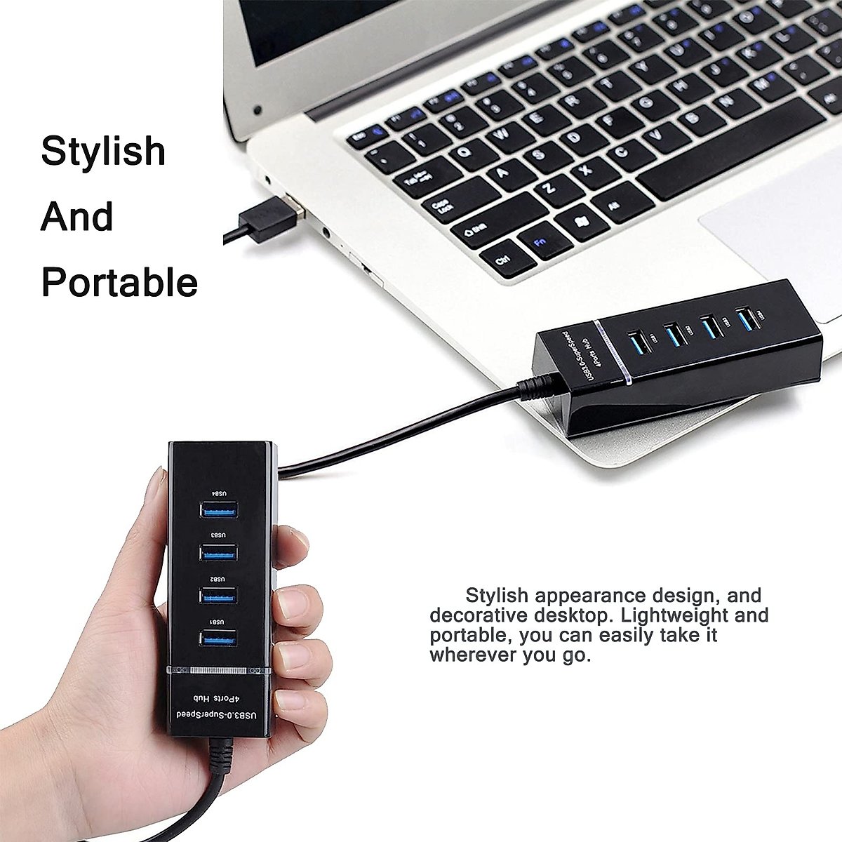 Ciglow 4 Port Hub,Portable USB 3.0 Adapter Splitter,5Gbps Data Transfer,Plug and Play,Data Hub for MacBook,PS4,Xbox One,Tablet,Etc.