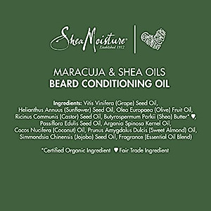 SheaMoisture Beard Conditioning Oil for a Full Beard Maracuja Oil and Shea Butter to Moisturize and Soften Beards 3.2 oz