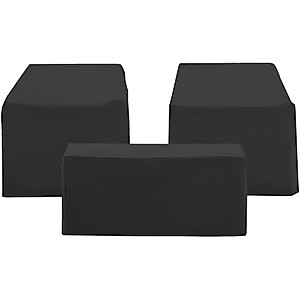 Crosley Furniture Patio Furniture Covers, Waterproof 3-Piece Cover Set for Outdoor Chairs and Coffee Table, Black