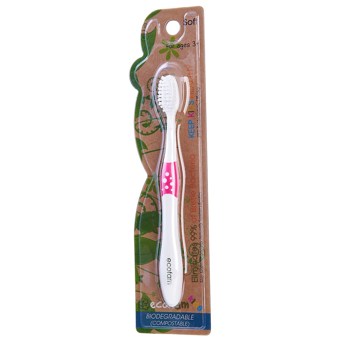 EcoFam by Focus Nutrition Earth Friendly Kids Toothbrushes - Silver Infused Soft Bristle Toothbrush (4 Pack)