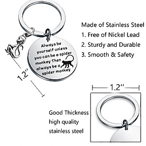WSNANG Spider Monkey Keychain Love Spider Monkey Gifts Jewelry Monkey Key Ring Charm Animal Lovers Gifts (silver)