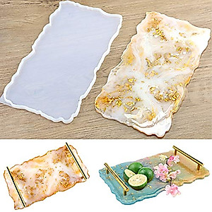 Rainmae Silicone Resin Tray Molds, Premium Geode Agate Platter Molds with 2pcs Geode Agate Tray Molds(8.3x13.9in & 6.9x12.4in), Epoxy Resin Casting Molds for Making Faux Agate Tray, Serving Board