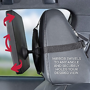 Lusso Gear 2 Pack of Car Seat Protectors (Black w/Red) + Baby Backseat Mirror for Car (Black), Waterproof, Protects Fabric or Leather Seats, Premium Oxford Fabric, Travel Essentials