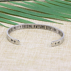 JoycuFF Inspirational Funny Bracelet for Women Sister Girlfriend Wife Mom Daughter Mantra Cuff You're Pretty Keep That Up