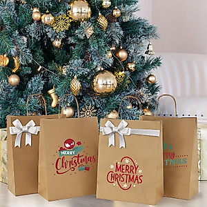 MESHA Shopping Bags 50Pcs 10x5x13'' Kraft Paper Bags with Handles Bulk Large Gift Bags Retail Bags Recycled Bags Birthday Wedding Party Favors Bags Brown