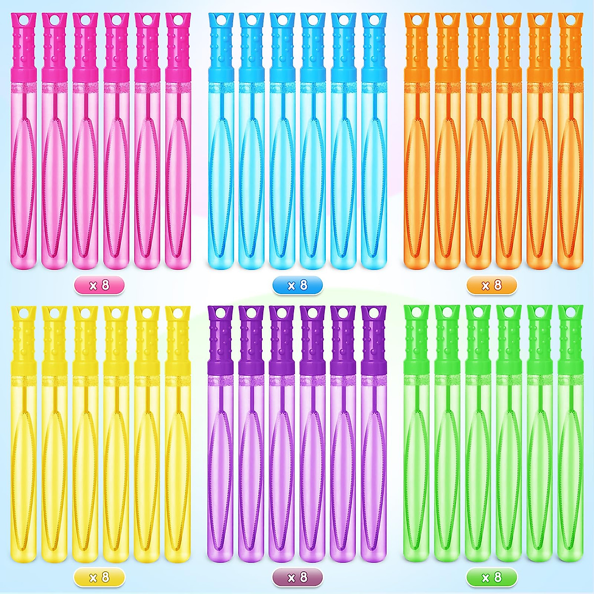 Bubble Wand, 48 Pcs Bubble Wands Bulk in 6 Colors, Bubble Party Favors for Kids, Summer Toys, Indoor Outdoor Activity, Themed Birthday, Wedding, for Girls & Boys