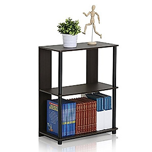 Furinno JAYA Simple Design 3-Tier Bookcase / Bookshelf / Display Rack, Plastic Tubes, Walnut