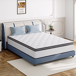 Queen Mattress, 12 Inch Medium Firm Hybrid Mattress with Bamboo Charcoal Gel Memory Foam and Pocketed Springs, Queen Size Mattress in a Box with Pressure Relief and Support, CertiPUR-US Certified