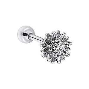 316L Surgical Steel Ear Cartilage Helix Tragus Stud Ring Flower Jewelry 16G