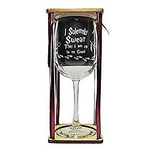 Orange Kat I Solemnly Swear That I Am Up To No Good 18.5 oz. Stemmed Wine Glass with Charm and Presentation Packaging