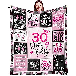 30th Birthday Gifts for Her, 30 Year Old Birthday Gifts for Women, Birthday Gifts for Woman Turning 30, Dirty 30 Birthday Decorations for Her, Funny 1993 Birthday Gift Throw Blanket 60X50 Inch