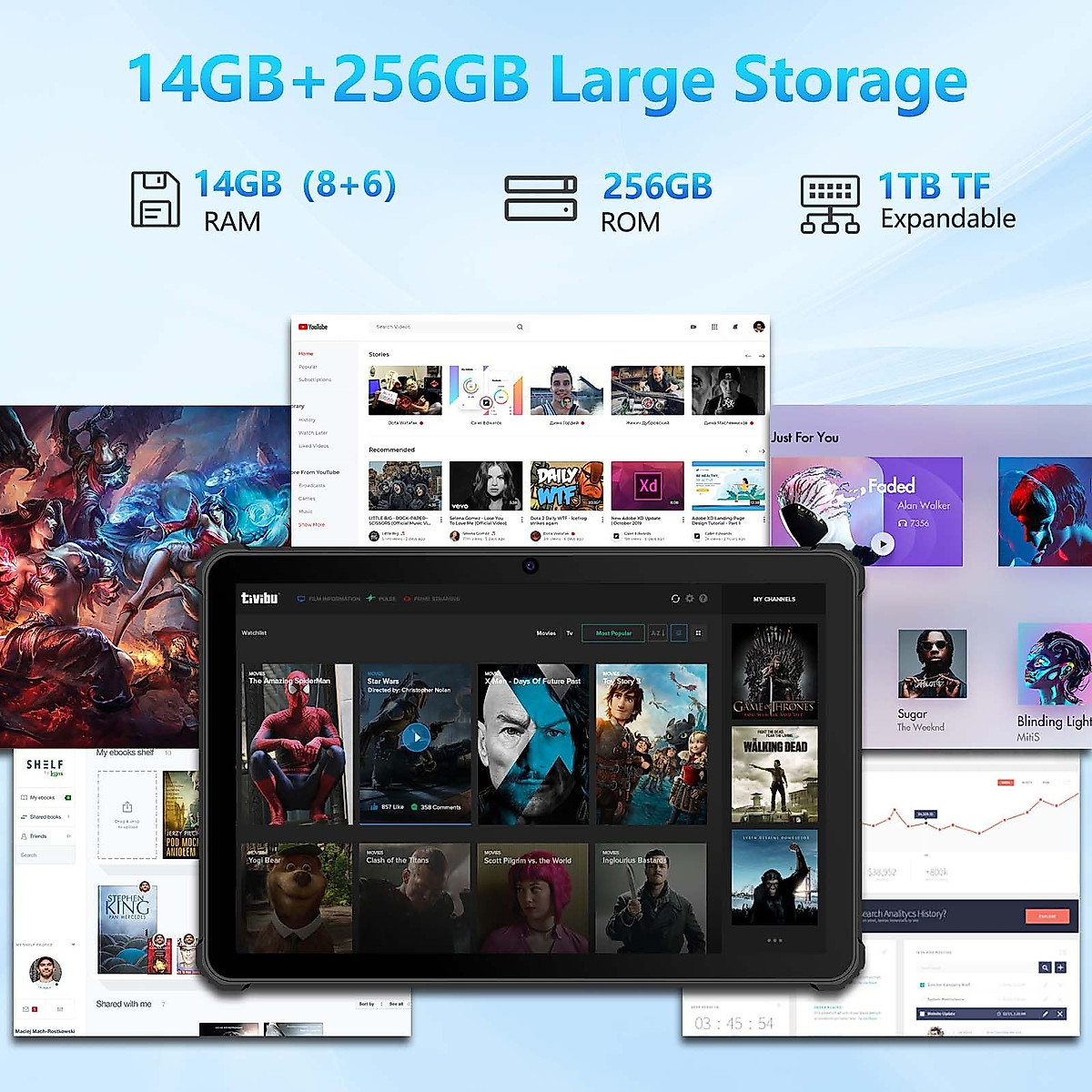 OUKITEL Rugged Tablet Android 13, RT6 20000mAh Large Battery 14+256GB/1TB 10.1” FHD Display 16+16MP Camera IP68/IP69K Waterproof Tablet with Detachable Stand 33W Fast Charge/4G Dual SIM/WiFi/OTG/GPS