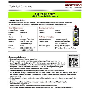 Menzerna Super Finish 3500 Super Finish 3500, 8 oz. High-gloss polish for a perfect mirror finish