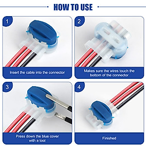 Electrical IDC 314-BOX Pigtail 3 Wire Connectors, EEEkit Self-Stripping Moisture-Resistant Pigtail Connectors for 22-14 AWG Cables, Robotic Lawn Mowers, Irrigation Applications, 50 Pack