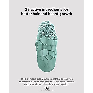 Copenhagen Grooming Sidekick (50 Days Supply) - Beard Growth Supplements - Beard Growth Pills w/Biotin - Vitamin Tablets for Facial Hair Growth for Men - Hair & Beard Vitamins Growth