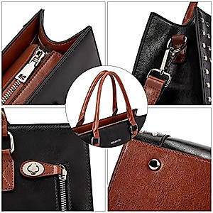 BOSTANTEN Women Leather Handbags Concealed Carry Purses Top Handle Satchel Shoulder Bag Work Tote Black and Womens Leather Wallets RFID Blocking Large Capacity Credit Card Holder Phone Clutch