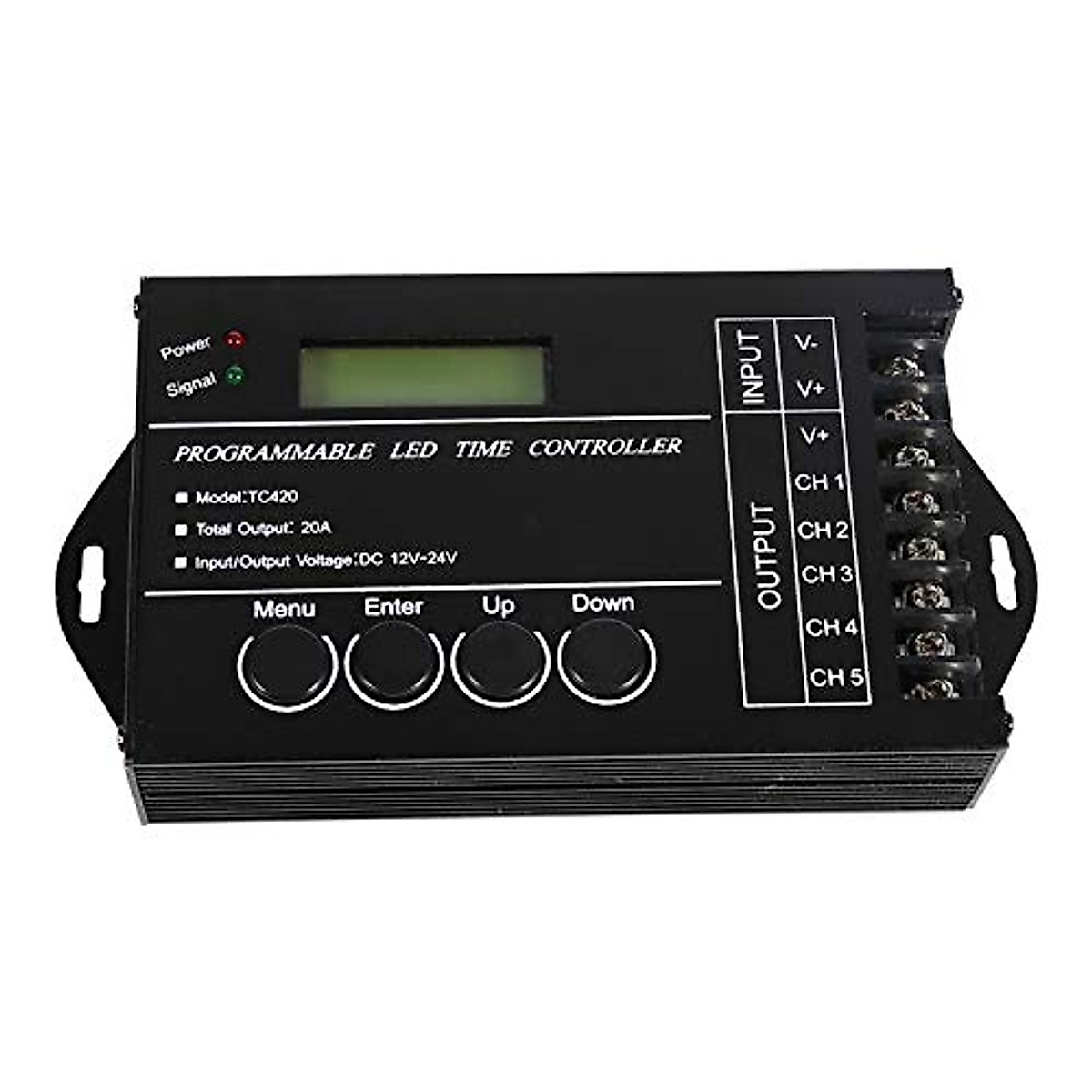 Miokycl DC12/24V 20A Programmable LED Time Controller 5 Channels Color Adjustable with CD USB Cable