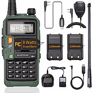 BaoFeng UV-S9 Plus 8W Ham Radio High Power Tri-Power Portable Two Way Radio with Extra 2200 mAh Battery,USB Charger Cable,Programming Cable,Speaker Mic Full Kit