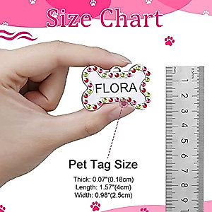 Natiform Engraved Pet Tag for Dogs and Cats, Two Sided Personalized ID Tag, Personalized with 4 Lines of Custom Engraved ID, Cute Glitter Pet Tag(White)