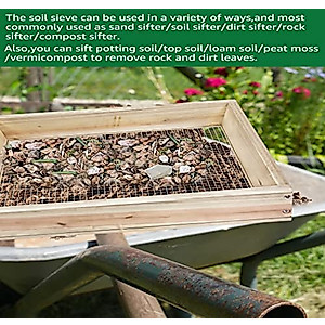Soil Sifter, Dirt Sifter for Gardening, Compost Sifter, Garden Sieve, Light Wood Sifter for Rocks, Screen Sifter Top Soil/Peat Moss/Worm/Leaves/Loam Soil/Sand,Great Garden Tool for Plants & Vegetables