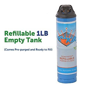 Flame King 1LB Empty Propane Welding Cylinder Tank, Reusable & Transportable - Safe and Legal Refill Option, 14.1 oz, Blue (2-Pk)