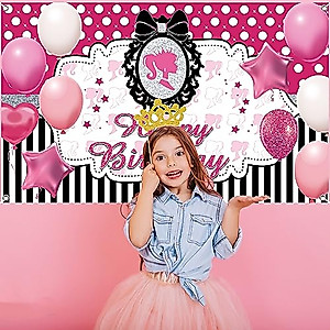 Pink Girl Birthday Party Backdrop Banner Princess Themed Backdrop Doll Head Photo Frame Glamour Girl Photography Background Pink Girls Birthday Party Decorations Photo Props Girl Party Favor