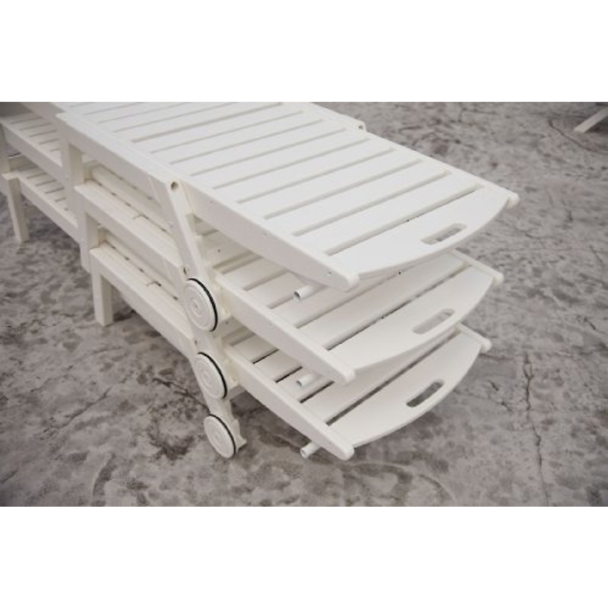 POLYWOOD NAW2280WH Nautical Wheeled Chaise, Stackable, White