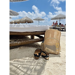 Mesh Swimming Pool Backpack (Tan)