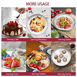 Herogo 13.5 Inch Stainless Steel Round Pizza Pan Set of 2, Large Healthy Pizza Tray Platter for Oven Baking Serving, Dishwasher Safe