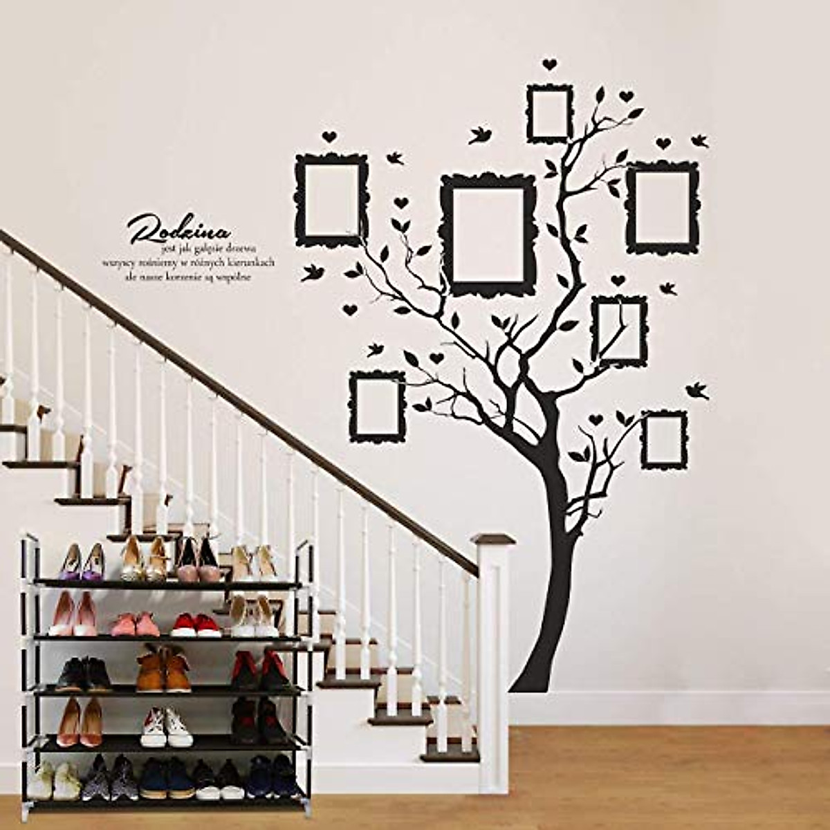 5 Tiers Shoe Rack Space Saving Shoe Storage Organizer Shoe Tower Cabinet Stackable Shelves 39.75 L x 11.13 W x 38.5 H InchesHolds 20-25 Pairs (Black)