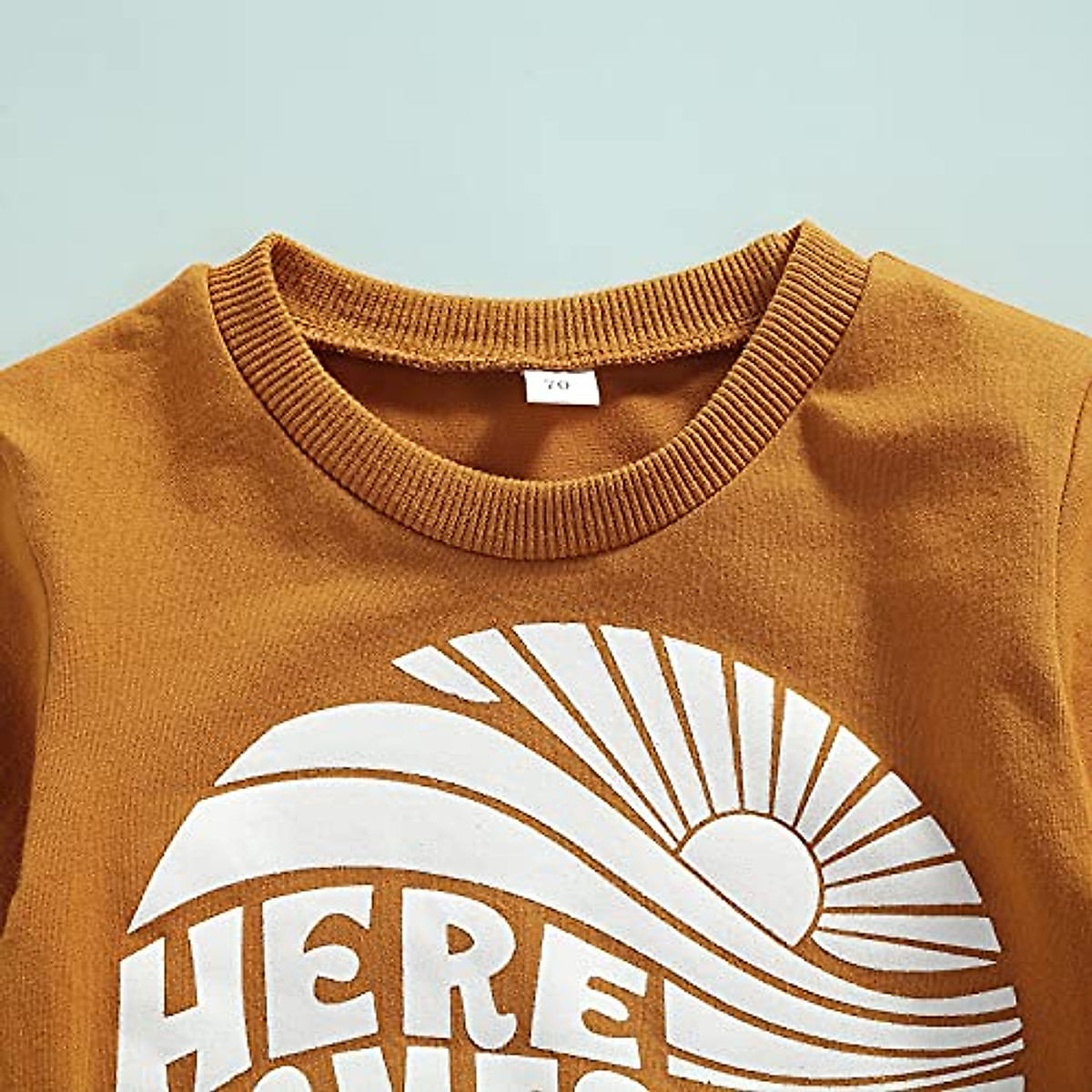 Baby Girl Clothes Set Fall 3 6 9 12 18 24 Months Long Sleeve Sweatshirt & Floral Print Pants & Headband Outfits (Light Brown , 6-12 Months )