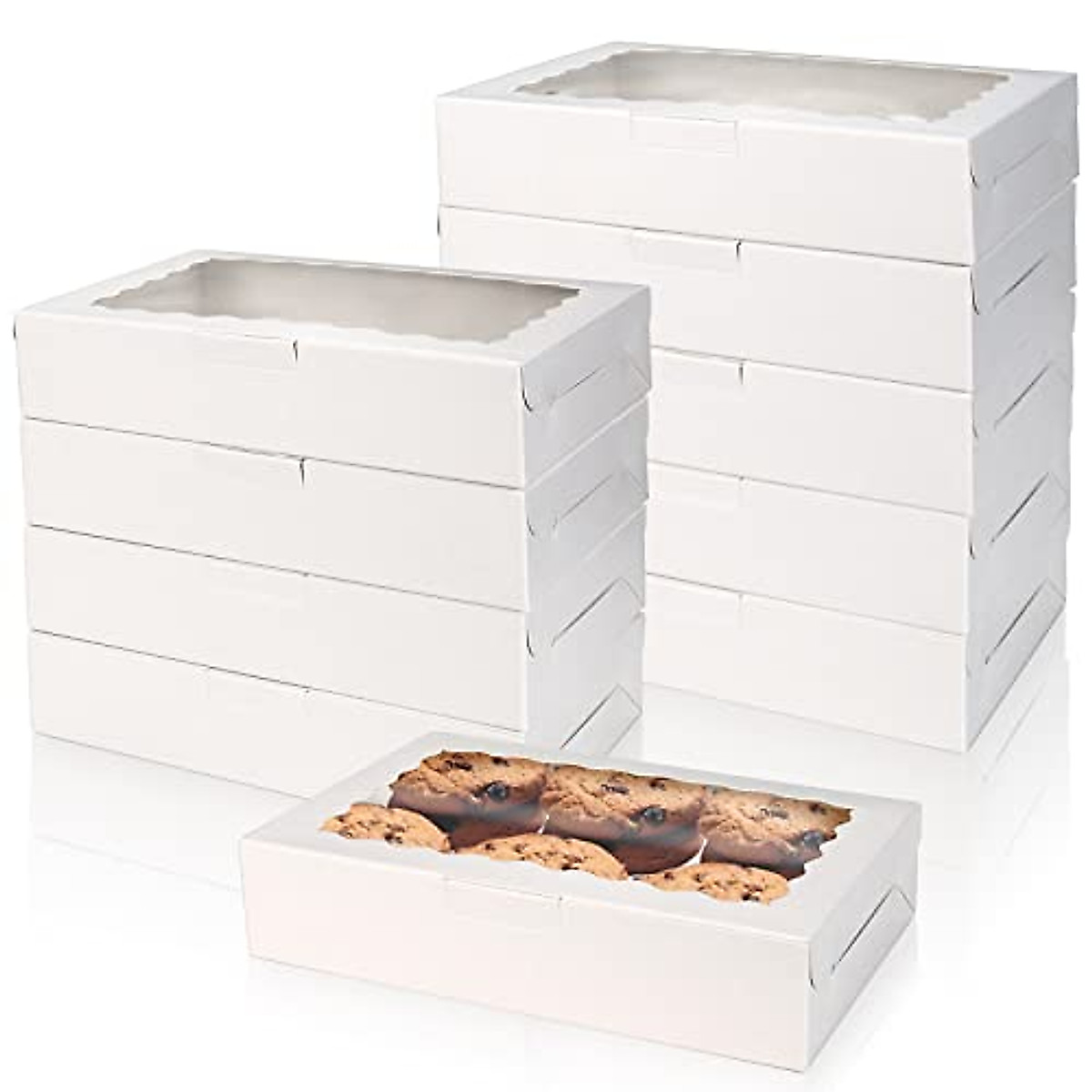 Cmkura 40 Pack Kraft Cookie Boxes with Clear Window,7" x 4 3/8" x 1 1/2",Paper Macaron Donut Candy Cakesicle Dessert Pastry Gift Box Container for Wedding,Party,Christmas,Birthday,Baby Shower(White)