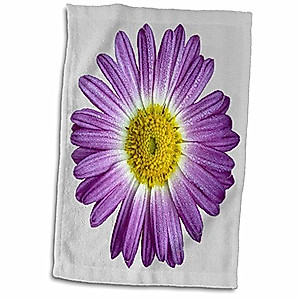 3D Rose Purple Yellow Flower On Gray Hand Towel, 15" x 22"