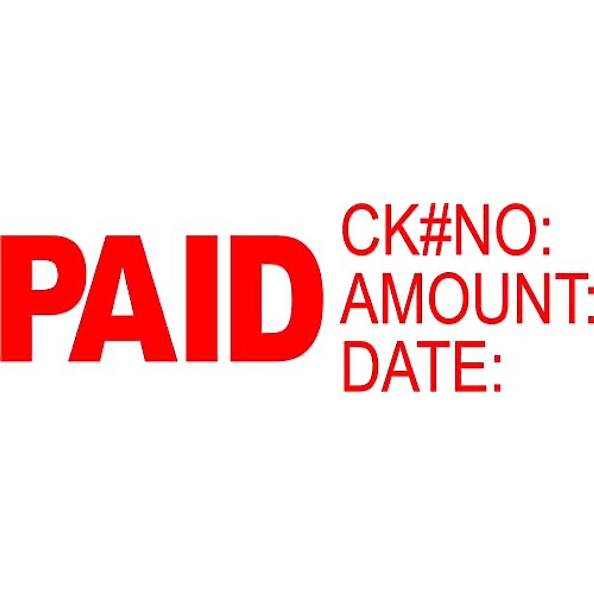 Self Inking Stamp – English Text Paid with Fill-in Fields Check No, Amount, Date – Red Ink, Impression Size 11/16” x 1-7/8”