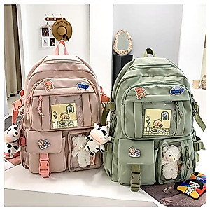 BXCNCKD kawaii backpack with pins kawaii school backpack cute backpack cute kawaii school backpack(Pink)