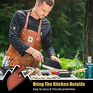 FUSIONKEI 11 Inch Slicing Knife Brisket Knife 7 Inch Hand Forged Serbian Chef Knife Full Tang Butcher Knife