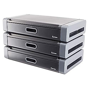 Kantek Monitor Riser with Drawer & Smartphone/Tablet Slot, 19-Inch Wide x 11-Inch Deep x 4-Inch High, Black/Dark Grey (MS760)