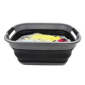 SAMMART 17.5L (4.6 Gallon) Small Collapsible/Foldable/Pop Up/Portable Washing Tub, Water Capacity 13.5L (1, Grey/Black)