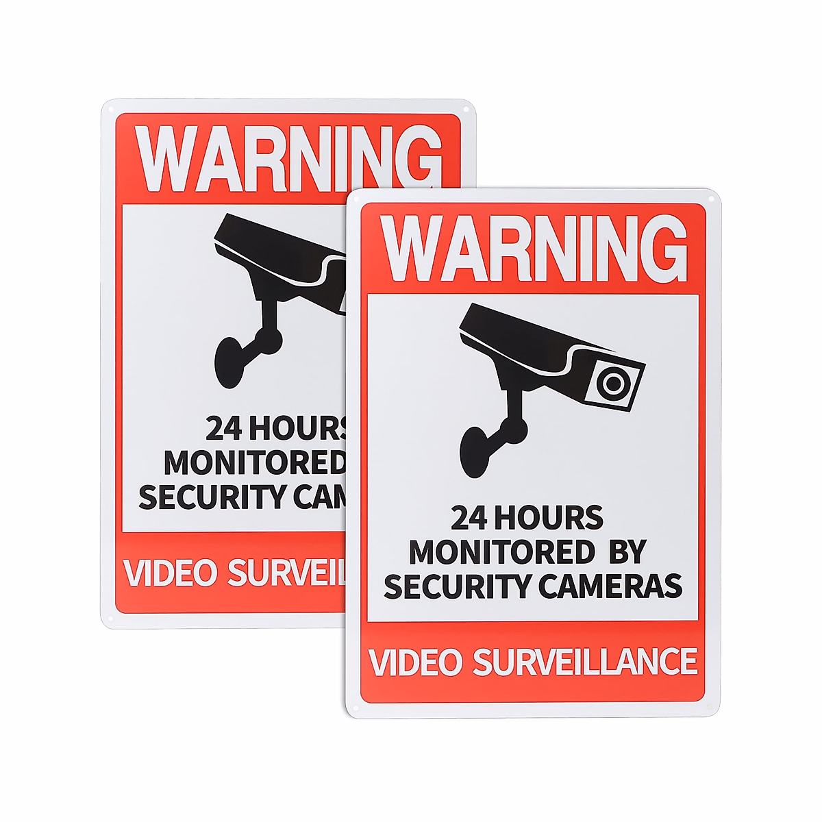 Thten 24 Hour Video Surveillance Sign, 14"×10" Security Camera Sign Warning for CCTV Recording System,Indoor Or Outdoor Use for Home Yard Business 2 Pack