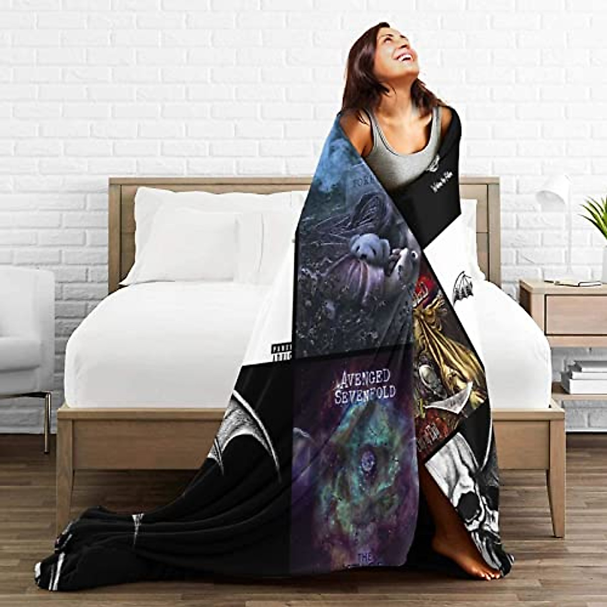 Heavy Metal Avenged Music Sevenfold Blanket Throw, Ultra-Soft Fleece Flannel Blanket Lightweight Throw Blankets for Couch Sofa Living Room for Kids Adults 80"X60"