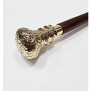 RS Enterprises Antique Nautical Vintage Style Designer Brass Handle Brawn Wooden Walking Stick Cane