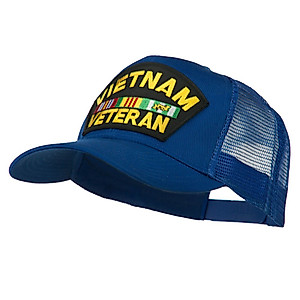 Vietnam Veteran Military Patched Mesh Back Cap - Royal OSFM