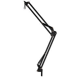 Knox Gear Boom Arm Microphone Stand for Podcasts, Studio Recording, Radio Broadcast, and Gaming, Microphone Desk Stand with 360-degree Rotation, Black Microphone Stand with 5/8-inch Screw Adapter