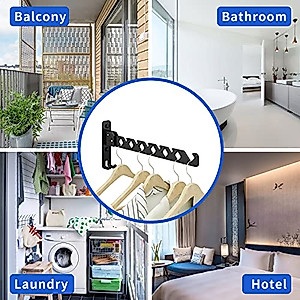 dancrul Wall Mounted Drying Rack Clothing Foldable for Laundry Room, Clothes Drying Rack Folding Indoor, Matte Black