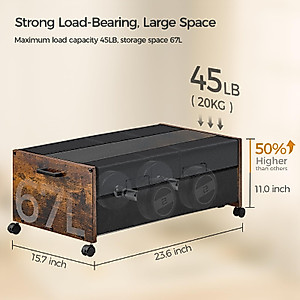 FOUCSSOMEI Under Bed Storage with Wheels, Under Bed Drawers On Wheels, Rolling Under Bed Storage with Metal Frame, for Clothes Shoes Blanket Toys, Patented Design