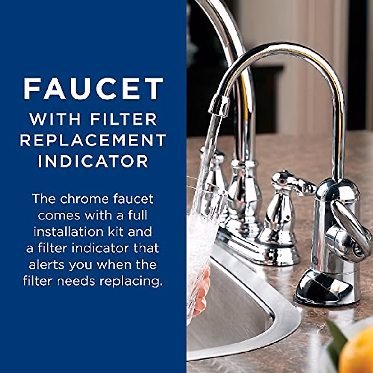 GE Reverse Osmosis System & Under Sink Water Filter | Faucet & Easy Install Kit Included | Premium Filtration Reduces Lead, Chlorine & More | Replace Filters Every 6 Months | GXRM10RBL
