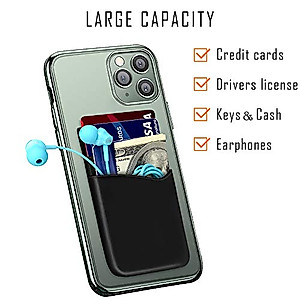 SHANSHUI Phone Wallet, Credit Card Holder for Black of Phone Wallet Stick On 2 Slots Pocket for Almost Smartphones